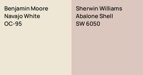 Benjamin Moore Navajo White vs. Sherwin Williams Abalone Shell comparison