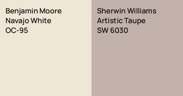 Benjamin Moore Navajo White vs. Sherwin Williams Artistic Taupe comparison