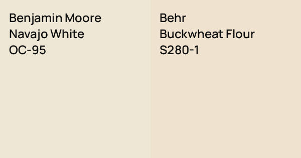 Benjamin Moore Navajo White vs. Behr Buckwheat Flour comparison