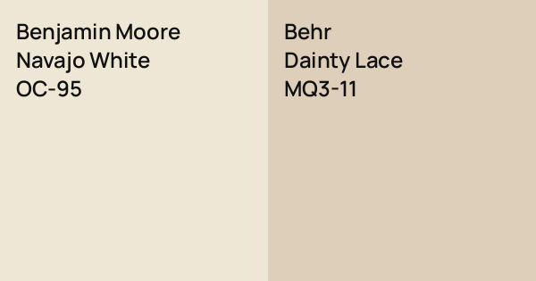 Benjamin Moore Navajo White vs. Behr Dainty Lace comparison