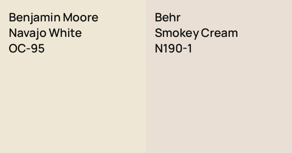 Benjamin Moore Navajo White vs. Behr Smokey Cream comparison