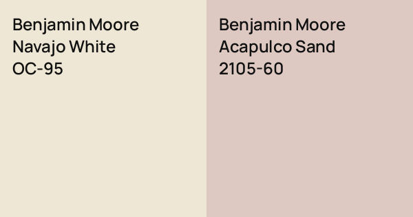 Benjamin Moore Navajo White vs. Benjamin Moore Acapulco Sand comparison