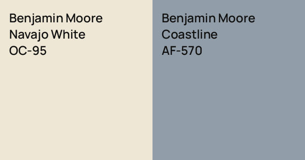 Benjamin Moore Navajo White vs. Benjamin Moore Coastline comparison