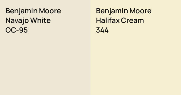 Benjamin Moore Navajo White vs. Benjamin Moore Halifax Cream comparison