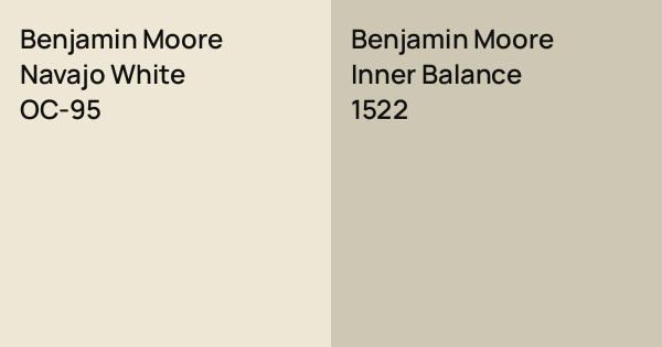Benjamin Moore Navajo White vs. Benjamin Moore Inner Balance comparison
