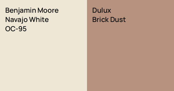 Benjamin Moore Navajo White vs. Dulux Brick Dust comparison