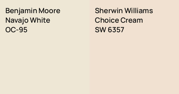 Benjamin Moore Navajo White vs. Sherwin Williams Choice Cream comparison