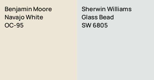 Benjamin Moore Navajo White vs. Sherwin Williams Glass Bead comparison