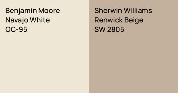 Benjamin Moore Navajo White vs. Sherwin Williams Renwick Beige comparison