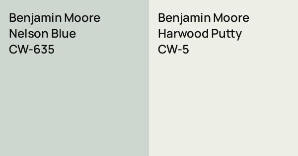 Benjamin Moore Nelson Blue vs. Benjamin Moore Harwood Putty comparison