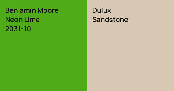 Benjamin Moore Neon Lime vs. Dulux Sandstone comparison