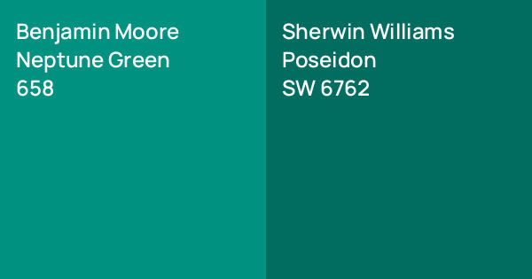 Benjamin Moore Neptune Green vs. Sherwin Williams Poseidon comparison