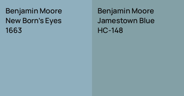 Benjamin Moore New Born's Eyes vs. Benjamin Moore Jamestown Blue comparison