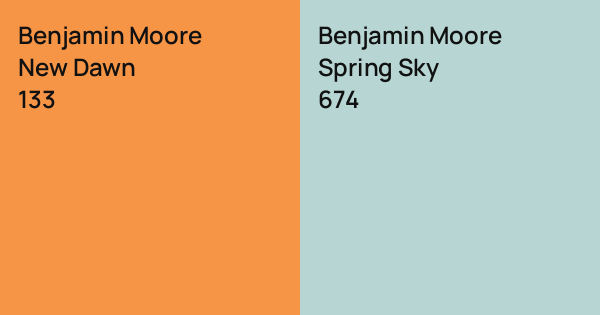 Benjamin Moore New Dawn vs. Benjamin Moore Spring Sky comparison