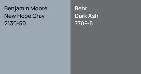 Benjamin Moore New Hope Gray vs. Behr Dark Ash comparison