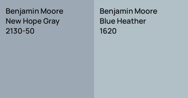 Benjamin Moore New Hope Gray vs. Benjamin Moore Blue Heather comparison