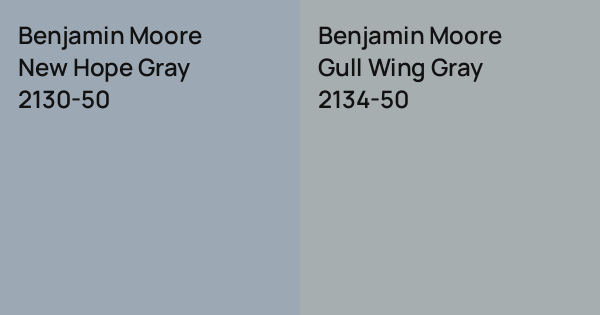 Benjamin Moore New Hope Gray vs. Benjamin Moore Gull Wing Gray comparison
