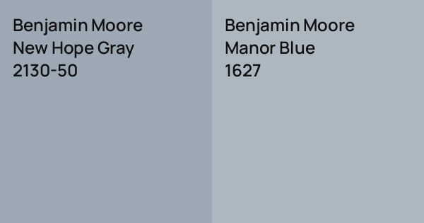 Benjamin Moore New Hope Gray vs. Benjamin Moore Manor Blue comparison