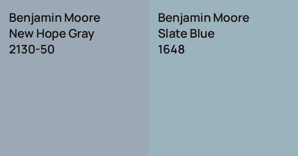 Benjamin Moore New Hope Gray vs. Benjamin Moore Slate Blue comparison