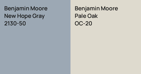 Benjamin Moore New Hope Gray vs. Benjamin Moore Pale Oak comparison