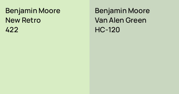 Benjamin Moore New Retro vs. Benjamin Moore Van Alen Green comparison
