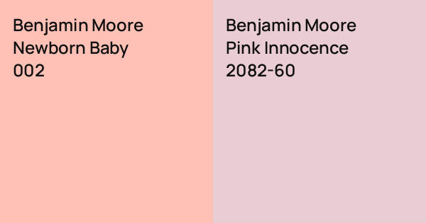 Benjamin Moore Newborn Baby vs. Benjamin Moore Pink Innocence comparison