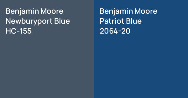 Benjamin Moore Newburyport Blue vs. Benjamin Moore Patriot Blue comparison