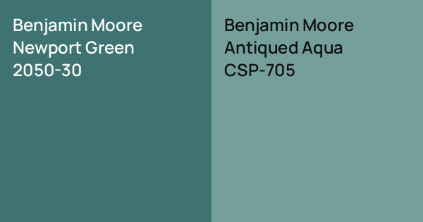 Benjamin Moore Newport Green vs. Benjamin Moore Antiqued Aqua comparison