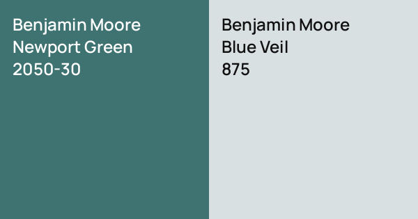 Benjamin Moore Newport Green vs. Benjamin Moore Blue Veil comparison