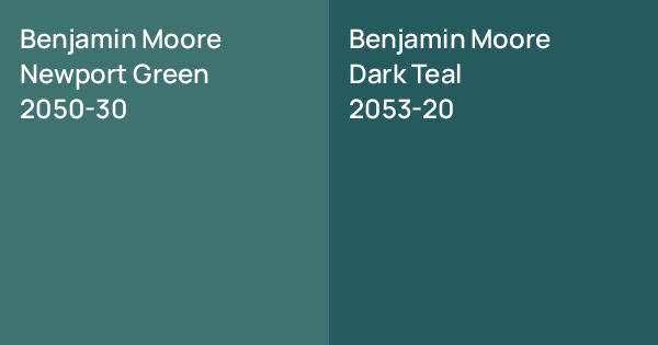 Benjamin Moore Newport Green vs. Benjamin Moore Dark Teal comparison
