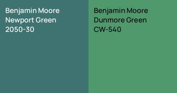 Benjamin Moore Newport Green vs. Benjamin Moore Dunmore Green comparison