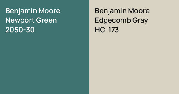 Benjamin Moore Newport Green vs. Benjamin Moore Edgecomb Gray comparison