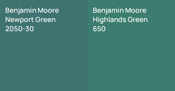 Benjamin Moore Newport Green vs. Benjamin Moore Highlands Green comparison