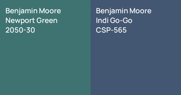 Benjamin Moore Newport Green vs. Benjamin Moore Indi Go-Go comparison