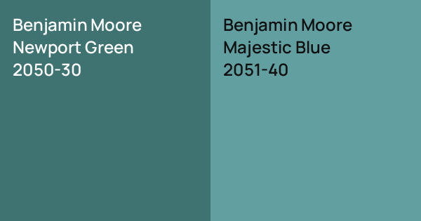 Benjamin Moore Newport Green vs. Benjamin Moore Majestic Blue comparison