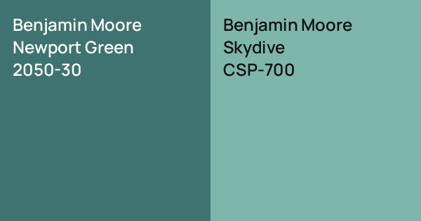 Benjamin Moore Newport Green vs. Benjamin Moore Skydive comparison
