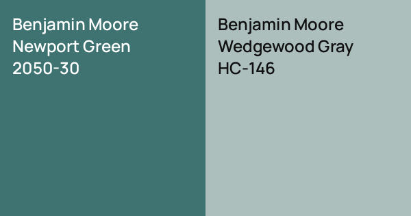 Benjamin Moore Newport Green vs. Benjamin Moore Wedgewood Gray comparison