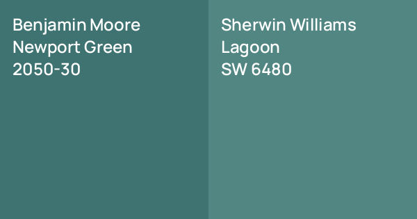Benjamin Moore Newport Green vs. Sherwin Williams Lagoon comparison