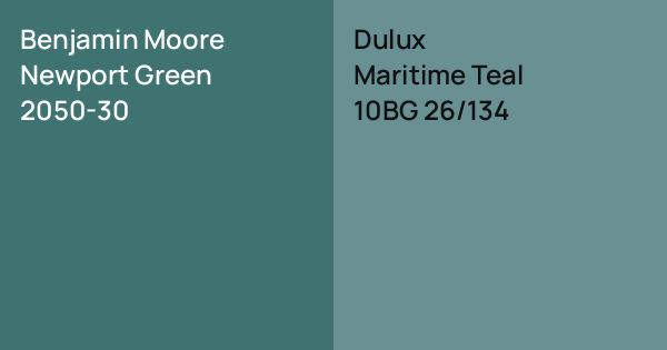 Benjamin Moore Newport Green vs. Dulux Maritime Teal comparison