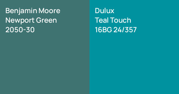 Benjamin Moore Newport Green vs. Dulux Teal Touch comparison