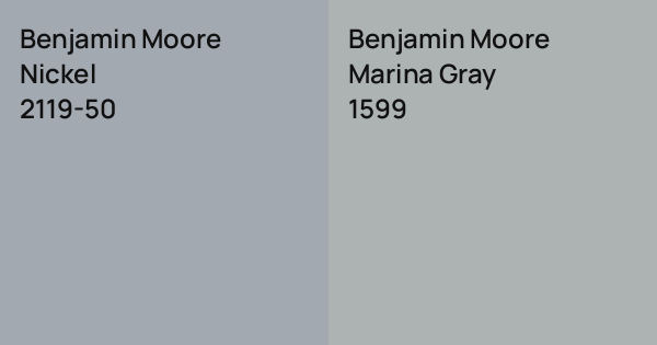 Benjamin Moore Nickel vs. Benjamin Moore Marina Gray comparison