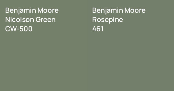Benjamin Moore Nicolson Green vs. Benjamin Moore Rosepine comparison