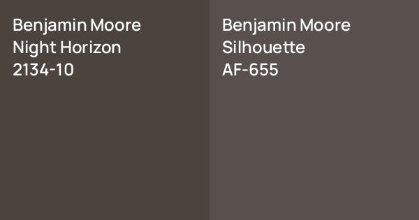 Benjamin Moore Night Horizon vs. Benjamin Moore Silhouette comparison
