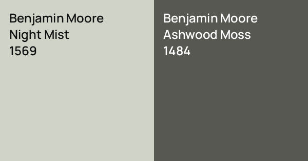 Benjamin Moore Night Mist vs. Benjamin Moore Ashwood Moss comparison