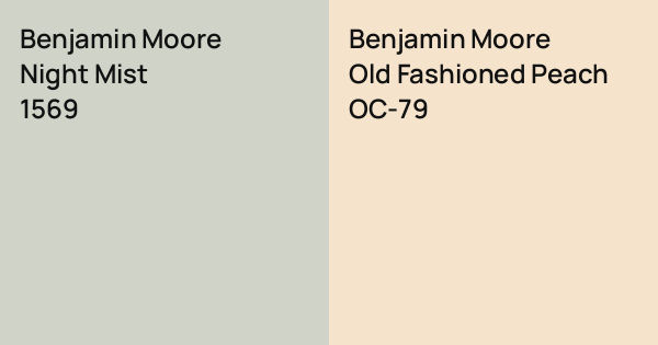 Benjamin Moore Night Mist vs. Benjamin Moore Old Fashioned Peach comparison