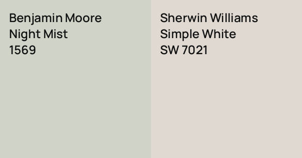 Benjamin Moore Night Mist vs. Sherwin Williams Simple White comparison