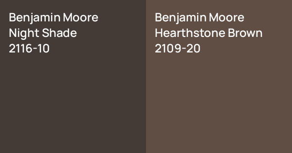 Benjamin Moore Night Shade vs. Benjamin Moore Hearthstone Brown comparison