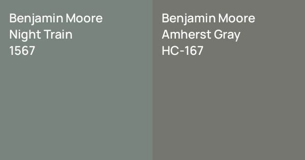 Benjamin Moore Night Train vs. Benjamin Moore Amherst Gray comparison