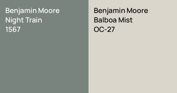 Benjamin Moore Night Train vs. Benjamin Moore Balboa Mist comparison