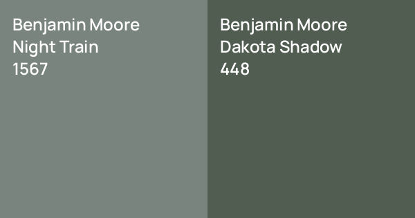 Benjamin Moore Night Train vs. Benjamin Moore Dakota Shadow comparison